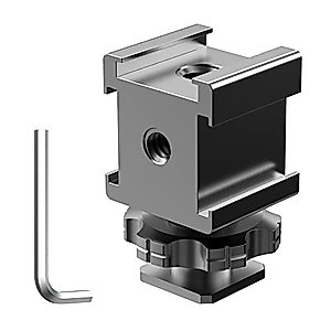 NUOBAKE Camera 3-Side Hot Shoe Mount Adapter 360 Degree Swivel Triple Cold Shoe Bracket for Monitor Microphone LED Video Light Compatible with Sony Canon Nikon DSLR Compact Camera Vlog Film