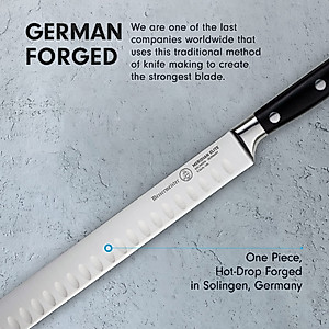 Messermeister Meridian Elite 10” Round-Tip Kullenschliff Slicer Knife - Fine German Steel Alloy Blade - Rust Resistant & Easy to Maintain