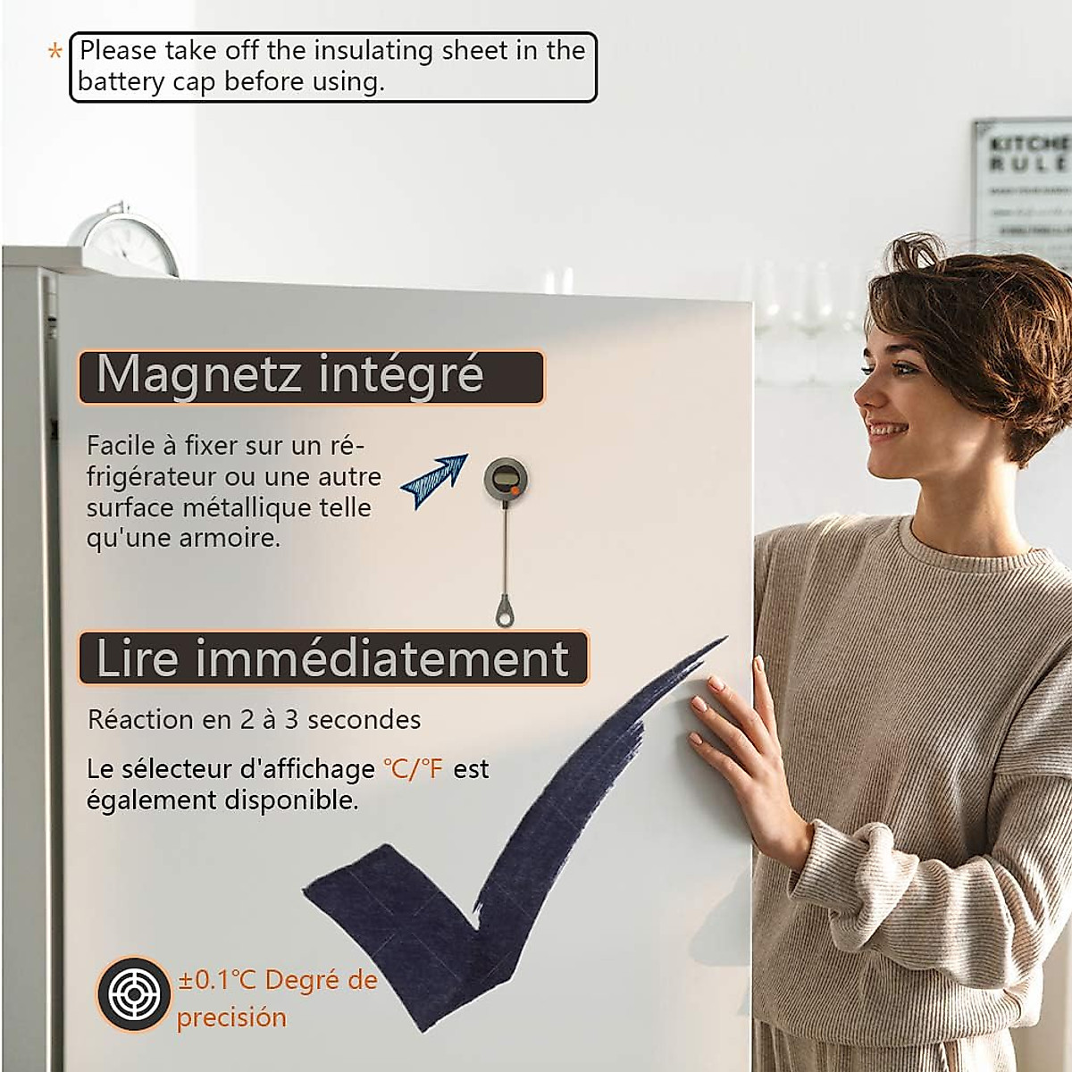 Remeel Cooking Thermometer Kitchen Thermometer Meat Thermometer Fast Instant Read Digital Food Thermometer with Magnet for Grilling BBQ Steak Baking Bread Cakes and Liquids