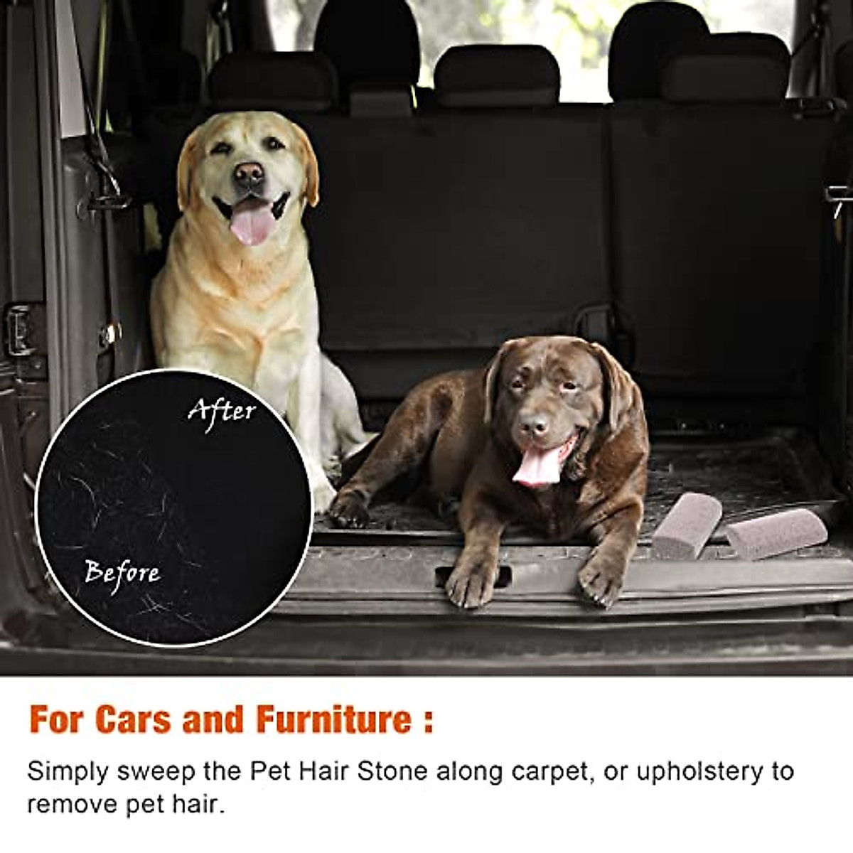 2 Pieces Pet Hair Remover for Cat Hair Removal Pumice Stone Tool Carpet Dog Fur Removal Tool for Car Couch Furniture Bedding Easy to Clean (4 Inches)