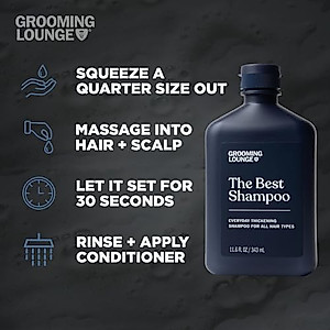 Grooming Lounge The Best Shampoo - Scalp Clarifying, Frizz Control Hair Wash for Men - Promotes Hair Length and Strength - Clean, Stimulating Peppermint Fragrance with Rosemary for Regrowth - 2 pack