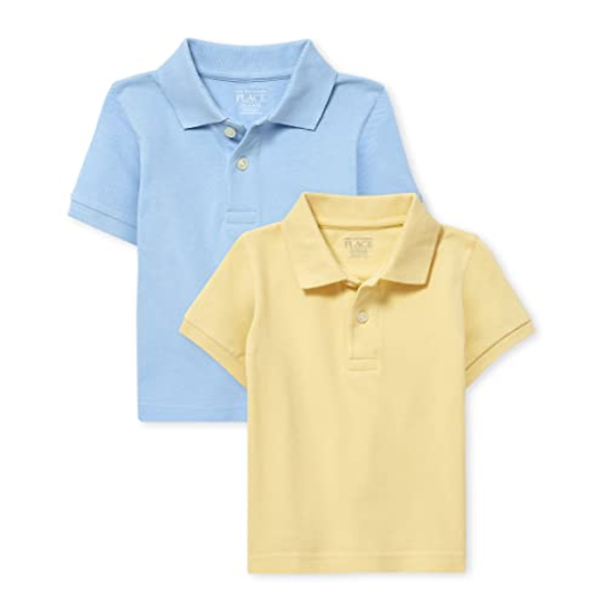 The Children's Place Baby Boys' Toddler Multipack Short Sleeve Pique Polos, Brook/New Yellow 2-Pack, 3T