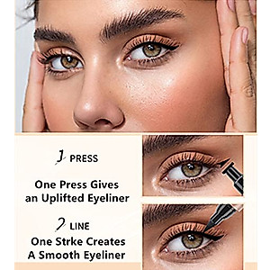 Go Ho Liquid Eyeliner Stamp Wingliner,Brown Winged Eyeliner Stamps for Cat Eyes,Long lasting Super Slim Precise Felt Tip Liquid Eye Liner Tattoo Tools,1 PC