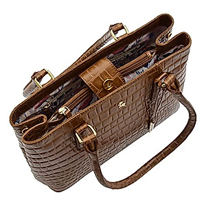 Womens Leather Shoulder Bag Croc Print Hobo Handbag Colours Black Bordo Green Tan Sylvia, Tan