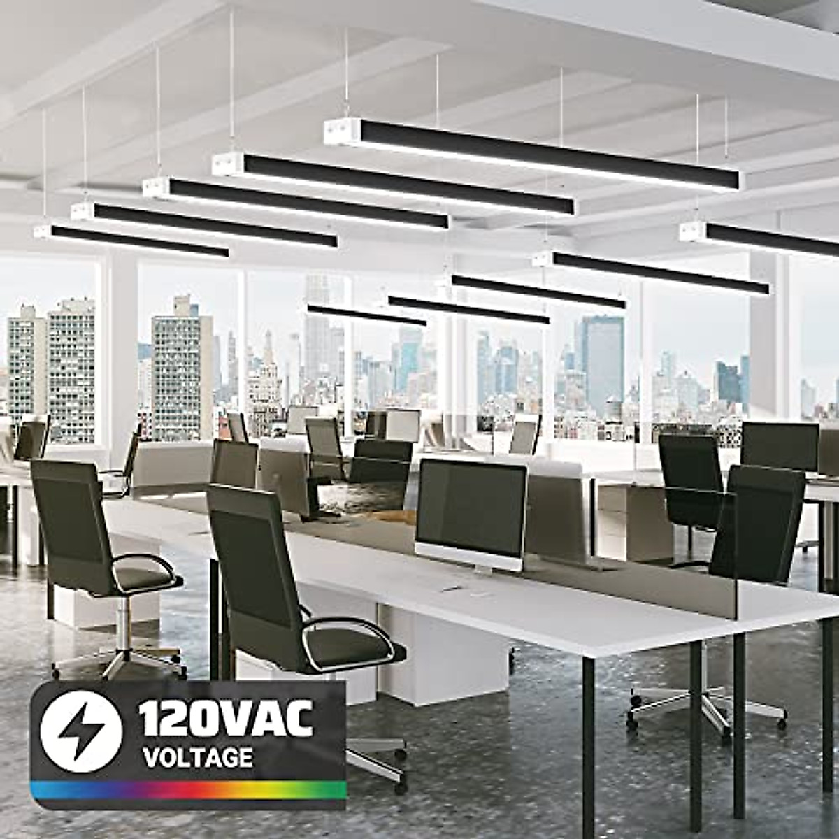 FAITHSAIL 4FT LED Linear Light 5000K 6000LM Suspension Office Lighting Fixture with Plug, 60W Commercial Light Fixture Shop Light for Office Gym Garage 4 Pack