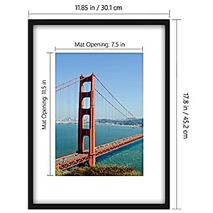 PEALSN 11x17 Picture Frame, Display Pictures 8 x 12 with Mat or 11 x 17 Without Mat for Wall Mounting Display, Photo Frames, Black