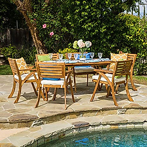 Christopher Knight Home Hermosa Acacia Dining Set, 7-Pcs Set, Teak Finish