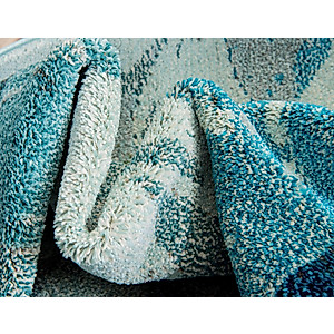 Unique Loom Positano Collection Coastal Modern Fish Light Blue Area Rug (5' x 8')