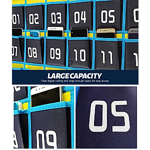 Numbered Hanging Pocket Chart, Classroom Mobile Phone Bag Digital Pocket, Wall Door Hanging Organizer for Teacher Student Hanging Cards Cell Phones Sundries (Fuchsia, 30 Pockets)