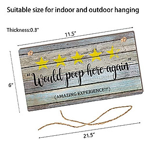 Funny Bathroom Sign Rustic Bathroom Decor Wall Arts - 4.5 Stars Would Poop Here Again - Amazing Experience - Farmhouse Guest Bathroom Wall Picture Decor 11.5" by 6"