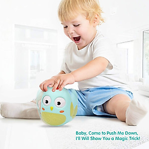 Kim Player Roly Poly Toy, Owl Weeble Wobble Toys for Baby 6 Months and Up, Best Gift for Kids Boys Girls Infants Toddlers