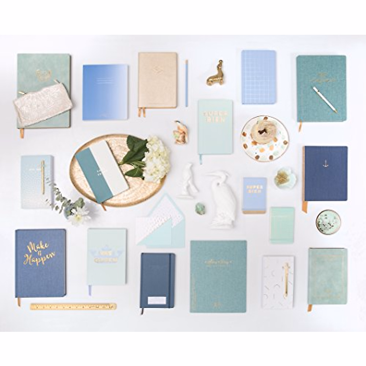 DesignWorks Ink Exposed Spine Cloth Covered Perpetual Planner, Blue- Anchor