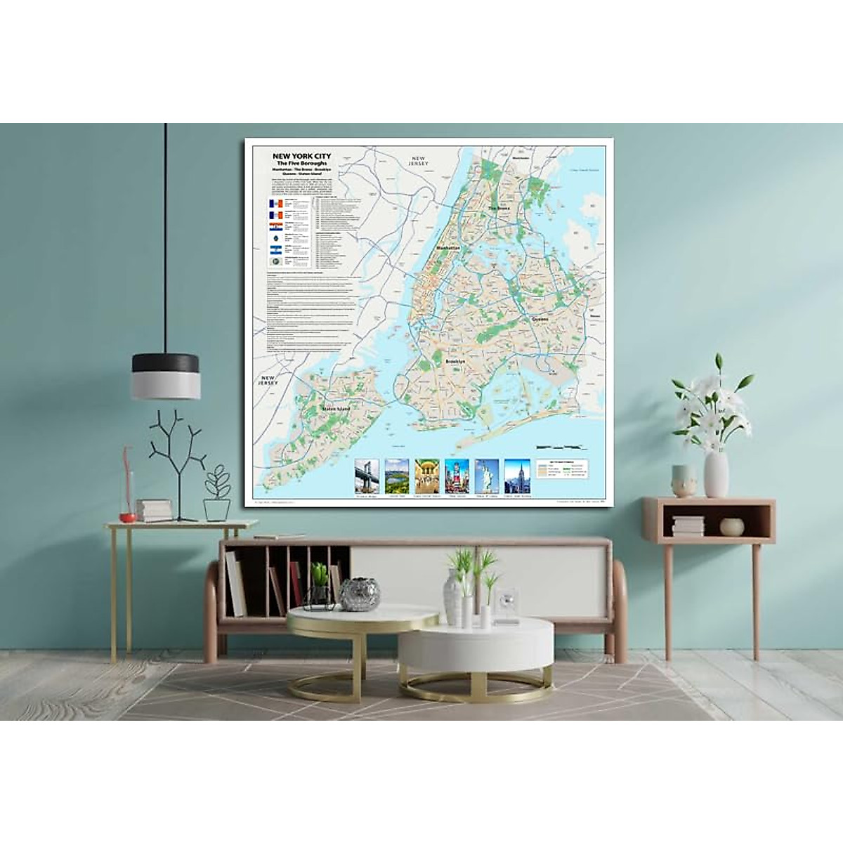 New York City Street Map - 23.2 x 23.2 Inches - Paper Laminated