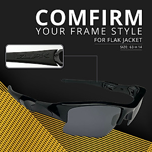 Dynamix Polarized Replacement Lenses for Oakley Flak Jacket XLJ | Easy To Install | Fit Perfectly | Solid Black