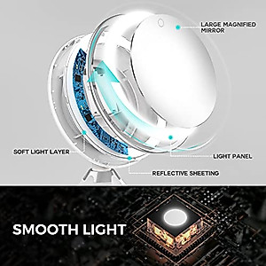 GOZVRPU 10x Magnifying Lighted Makeup Mirror with Touch Control, Powerful Locking Suction Cup, and 360 Degree Rotating Arm, Magnifying Mirror with Lights for Home, Bathroom Vanity and Travel(White)