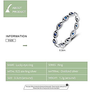 BABAMIA Size 8 Rings Evil Eyes Rings for Women&Men 925 Sterling Silver Personalized Rings Paved with Cubic zirconia Stackable Multiple Sizes Band Ring