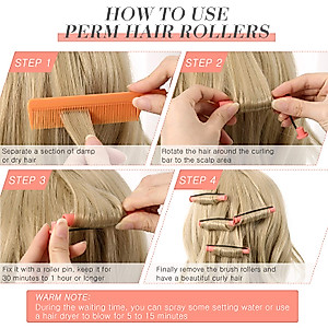 48 Pieces Plastic Pink Perm Rods Long Variety Hair Perm Rods Hair Curling Roller Rods for Women Girls Hair Hairdressing Styling Tools