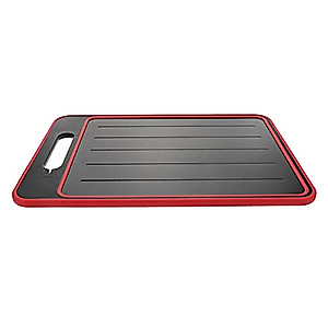 HEMOTON Fast Defrosting Tray Chopping Board Thawing Plate Cutting Board Meat Defroster Boards with Handle for Meat Pork Beef Fish Black Red
