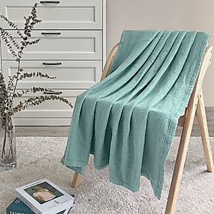 Lulu moon Muslin Baby Blanket Quilt - Crib Blanket for Toddlers 47"× 47" Sage