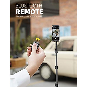 Lamicall Tablet Floor Tripod Stand - 64.9" Tablet Holder Mount with Adjustable Height for Stream/Watching with Bluetooth Remote, for iPad Pro 12.9, Mini, Air, iPhone and 4.7-13" Tablet and Cellphone