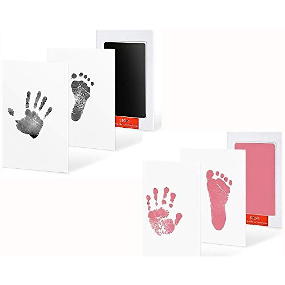 2 Pack Black and Pink Clean Touch Safe InkPads Hand and Footprint Newborn Baby Handprint or Footprint Clean-Touch Ink Pad (2 Pack Black & Pink Ink Pad)