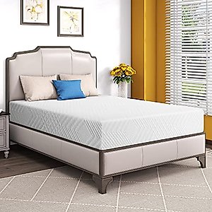 IULULU Queen Mattresses, 10-Inch Memory Foam Mattress - Green Tea Gel Infused, Medium-Firm for Cool Sleep and Pressure Relief Bunk Trundle Bed in a Box, CertiPUR-US Certified White