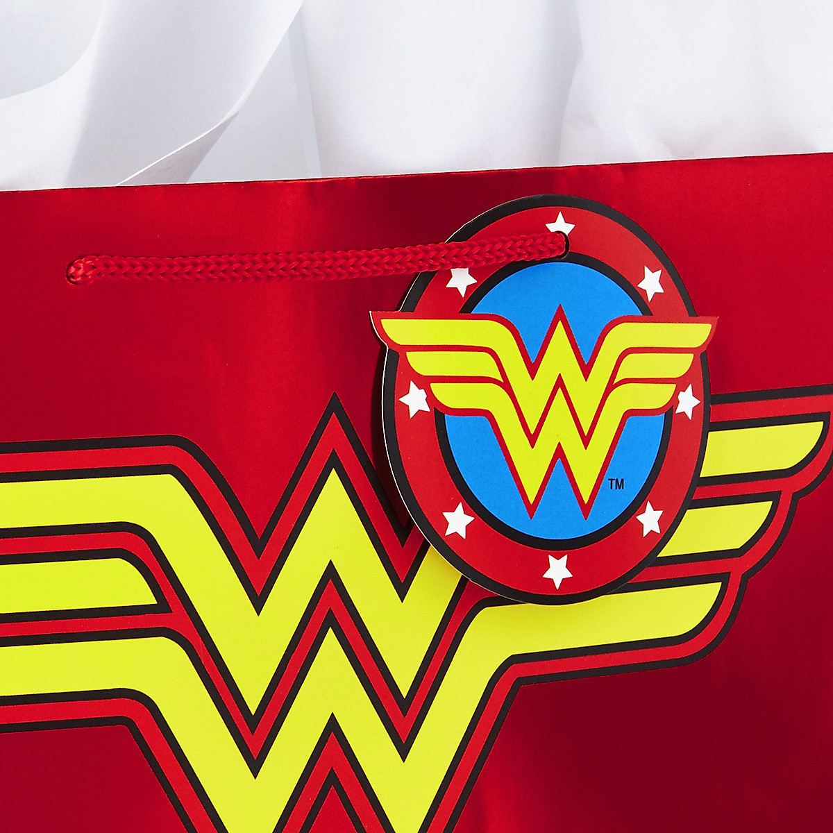 Hallmark 13" Large Wonder Woman Gift Bag with Tissue Paper for Birthdays, Mother's Day, Nurses Day, Graduations, Valentines Day, Teacher Appreciation or Any Occasion