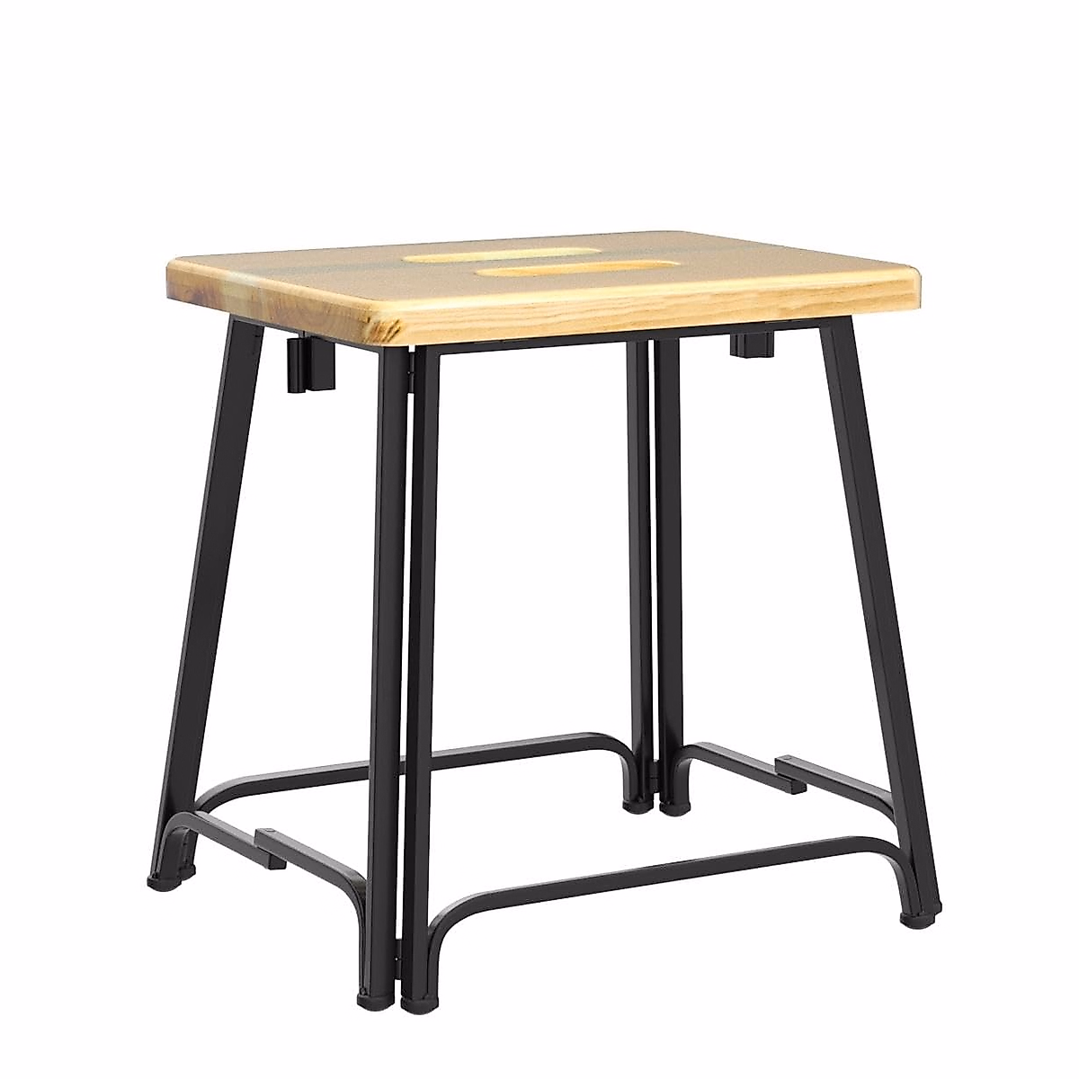 [PJ Collection] Foldable Natural Wood Stool, Lightweight Wood Stool, Outdoor Stool and Chairs, Small Foldable Step Stool, Step Stool for Kitchen, Easy to Grab, Weight-Bearing Stool