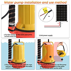 Socpuro Small Submersible Pump DC 12V 300W Portable Water Sump Pump for Pond Pumping, Pool Draining, Garden Irrigation
