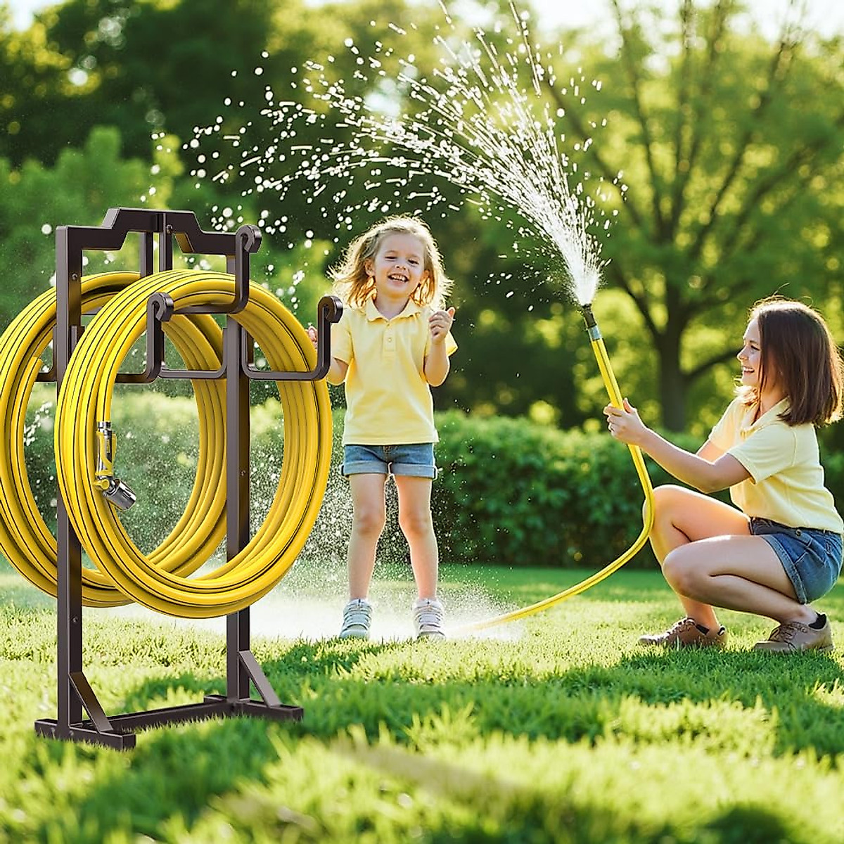 Skycarper Garden Hose Reel Holder Water Hose Hanger Organizer Stand,Bronze