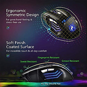 Ergonomic Mouse Wired Game Mice 5500 DPI Silent Gamer Mouse