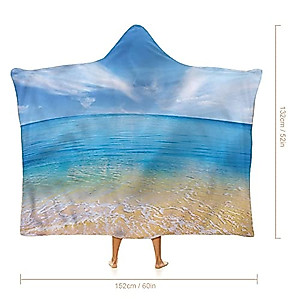 Blanket Hoodie, Tropical Women Men Hooded Blanket, Beach Summer Holiday Theme, Soft Warm Cozy, 50 x 60inches, Studying Reading Snuggling Napping Office, Multicolor