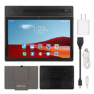 GLOGLOW Tablet PC, Night Reading Mode 10.1 Inch 2 in 1 Tablet 8GB RAM 256GB ROM 5G WiFi for Travel for Students (US Plug)