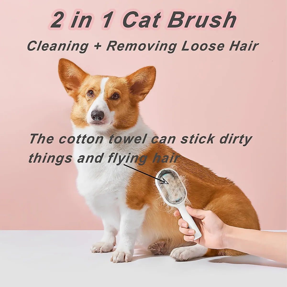 Cat Hair Brush with Water, Sticky Brush 2.0 for Cats, Pet Hair Removal Comb with Water Tank, Wet Cat Comb, 2 in 1 Cleaning Brush Cat, Pet Hair Cleaner Brush for Cats