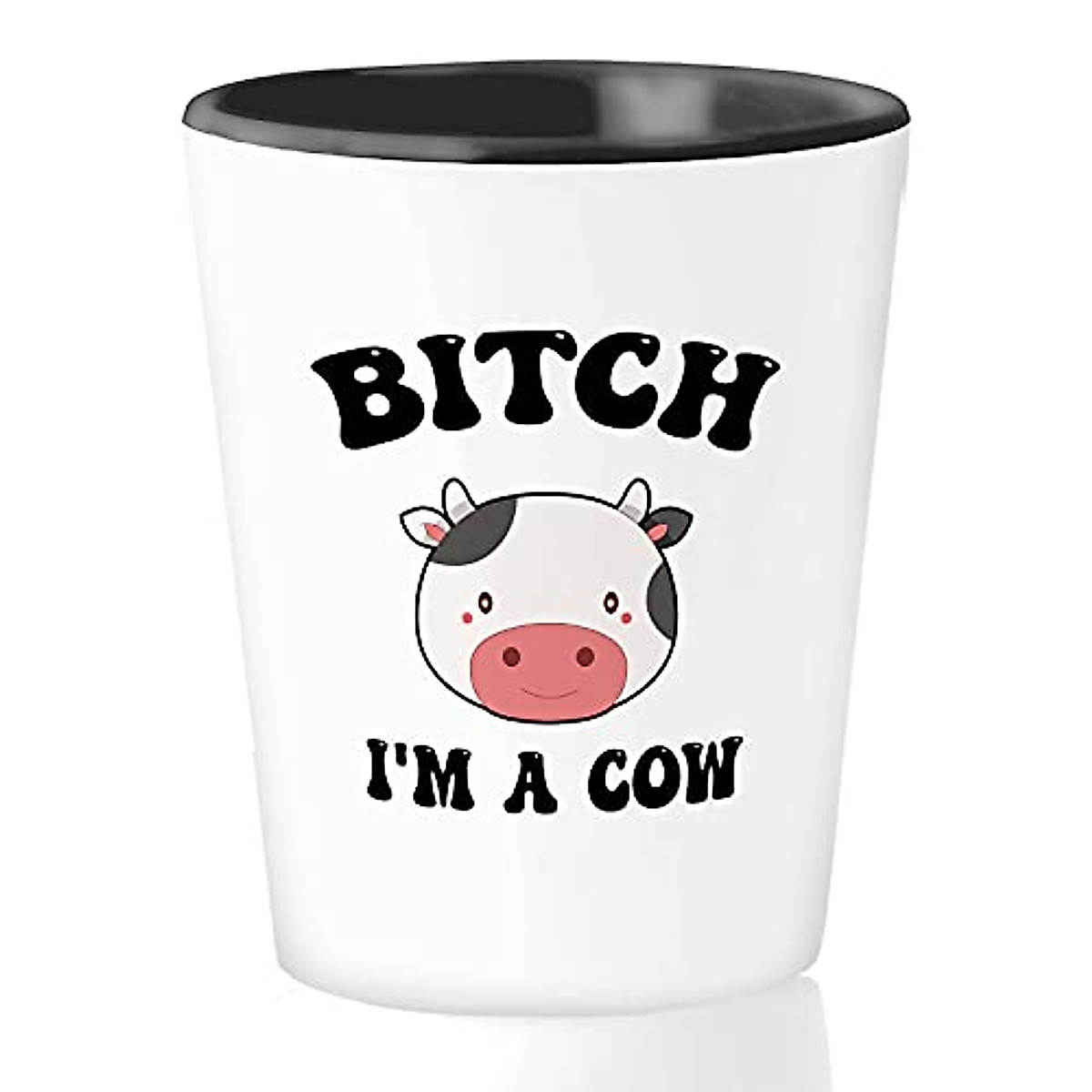 Bubble Hugs Animal Shot Glass 1.5 oz - Im a Cow - Kawaii Farm Farmer Cute Cow Lovers Sarcasm