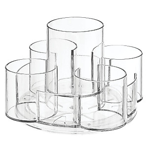 mDesign Spinning Lazy Susan Makeup Turntable Storage Center - 9 Sections - Rotating Organizer for Bathroom Vanity Counter Tops, Dressing Tables, Cosmetic Stations, Dressers - Lumiere Collection, Clear