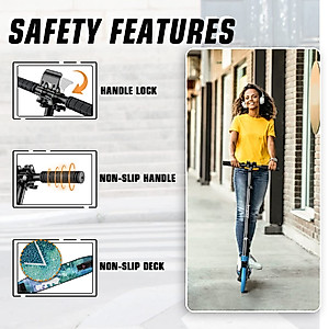 besrey Kick Scooters for Kids 8 Years and up-Teen and Adult Scooter 8" Big Wheels-Foldable Kick Scooters up to 220 Lbs-4 Levels Height Adjustment with Carry Strap (Blue)