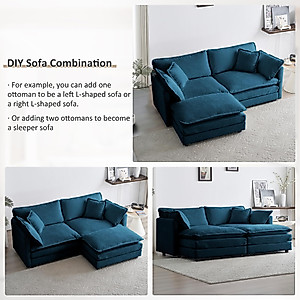 Suheww Comfort Chenille Loveseat Sofa, Modern Love Seat 2-Seater Sofa Cloud Couches for Living Room Bedroom Office Apartment (Blue, Loveseat)