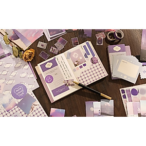 348 Pcs Scrapbooking Supplies Kit, Vintage Aesthetic Scrapbook Kit for Bullet Junk Journal, Stationery, A6 Grid Notebook, DIY Journaling Supplies, Birthday Craft Gift for Teen Girl Kid Women