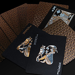 INTEGEAR 2 Decks of Playing Cards, Gold 3D Embossed Patterned Poker Cards Plastic PET Waterproof Playing Cards Luxury Magic Trick Game Tool Gift Reusable Party Decoration