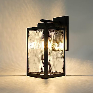 MARTEXBUY Wall-Mounted Outdoor Lights, Dusk to Dawn Exterior Light Fixture, Aluminum Waterproof Porch Light, Outside Wall Lanterns Wall Lights Wall Lamp, Black Wall Sconce for Garage House