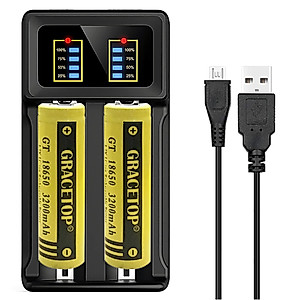 Universal Smart Battery Charger 2 Bay, 18650 Smart Charger for Li-ion LiFePO4 IMR 18650 26650 14500(AA) 16340(123A) Battery