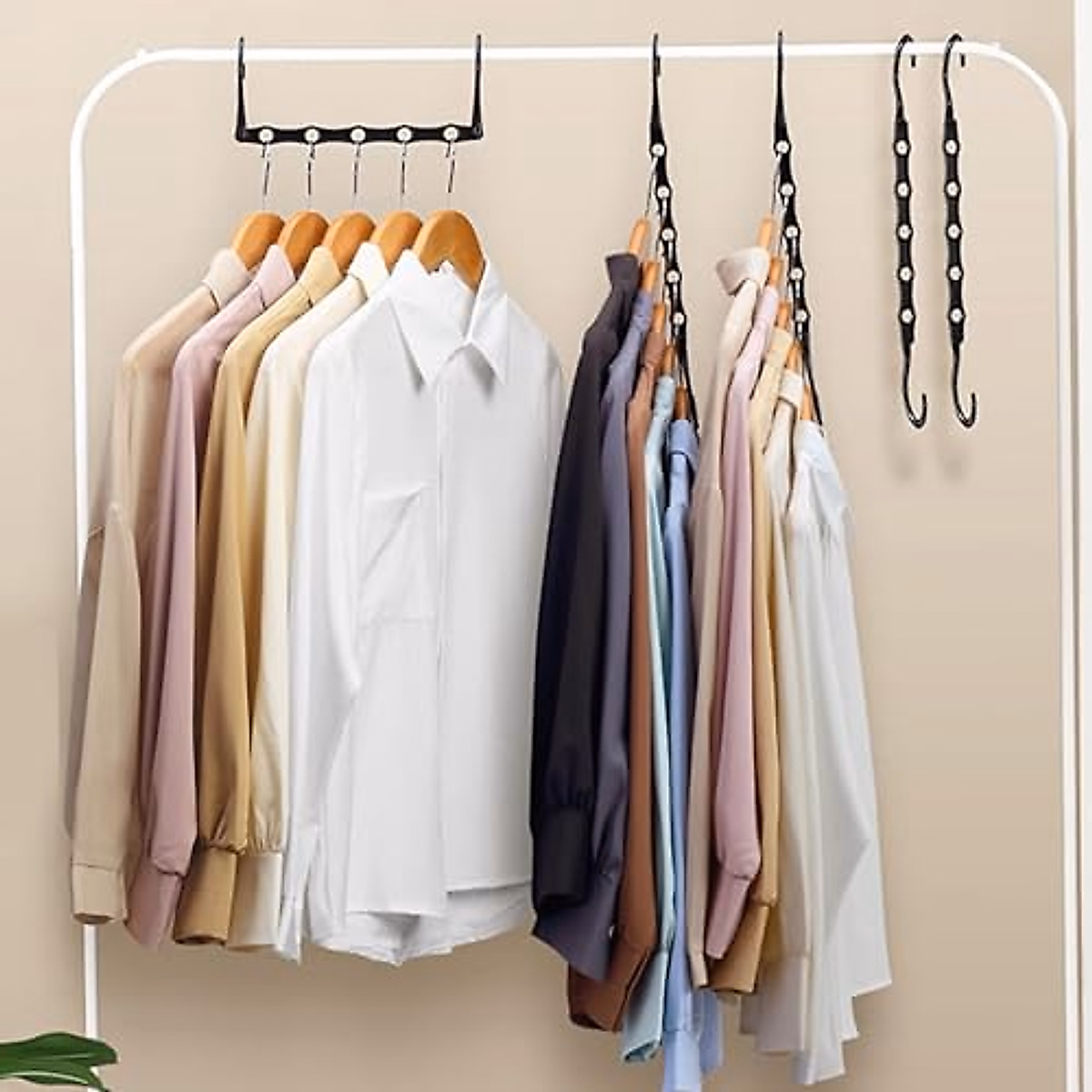 UniqNest Magic Hangers Space Saving 12 Pack, Multifunction Closet Clothes Hanger Organizer and Storage, 5 Holes Closet Space Savers Hanger Stacker for Small Space Organization