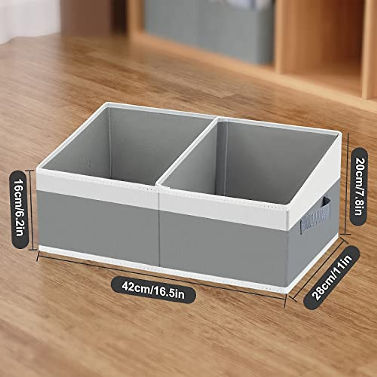 DIMJ Trapezoid Storage Bins, 3 Packs Closet Baskets, Foldable Fabric Baskets for Clothes, Baby Toiletry, Toys, Towel, DVD, Book Gray and White