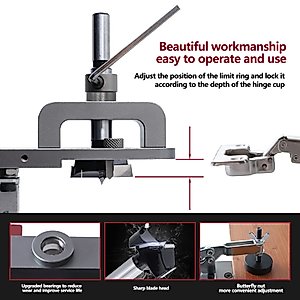 Adoles 35mm Concealed Door Hinge Jig， Accurate Locking Cabinet Hinge Jig， Aluminum Alloy Material Comes with Clamping Device for Easy Carrying and Use.…