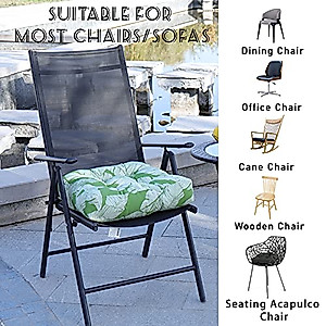 RACLVAY Outdoor Chair Cushions, Outdoor Cushions 19x19 inch, Patio Chair Cushions Seat Pads, Indoor Full-Length Ties for Non-Slip Support, Plump Filling, Premium Thick Fiber, Set of 2, Green