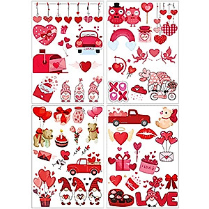 4 Sheets Valentine's Day Rub on Transfer 12 x 16 Inch Rub on Transfers for Crafts Vintage Rub on Transfers for Furniture Valentine's Day Heart Rub on Decals for Valentine's Day Celebration