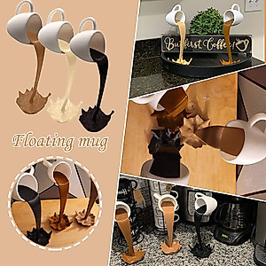 Mini Floating Coffee Cups Magic Pouring Spilling Splash Coffee Mugs Funny Coffee Mug Sculpture Art Decor for Home, Kitchen, Coffee Shop,Dessert Shop,Fun Home Gifts (Brown)