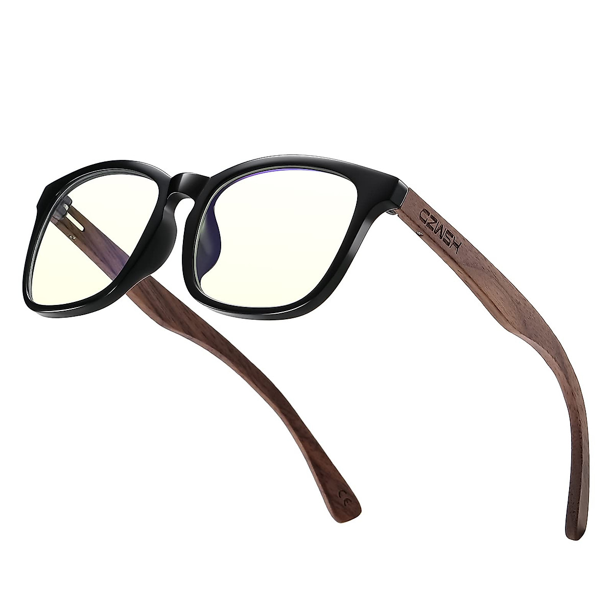 GZWSX Blue Light Blocking Glasses, Computer Reading/Gaming/TV/Phones Glasses for Women Men,Blcak Walnut Wood Glasses