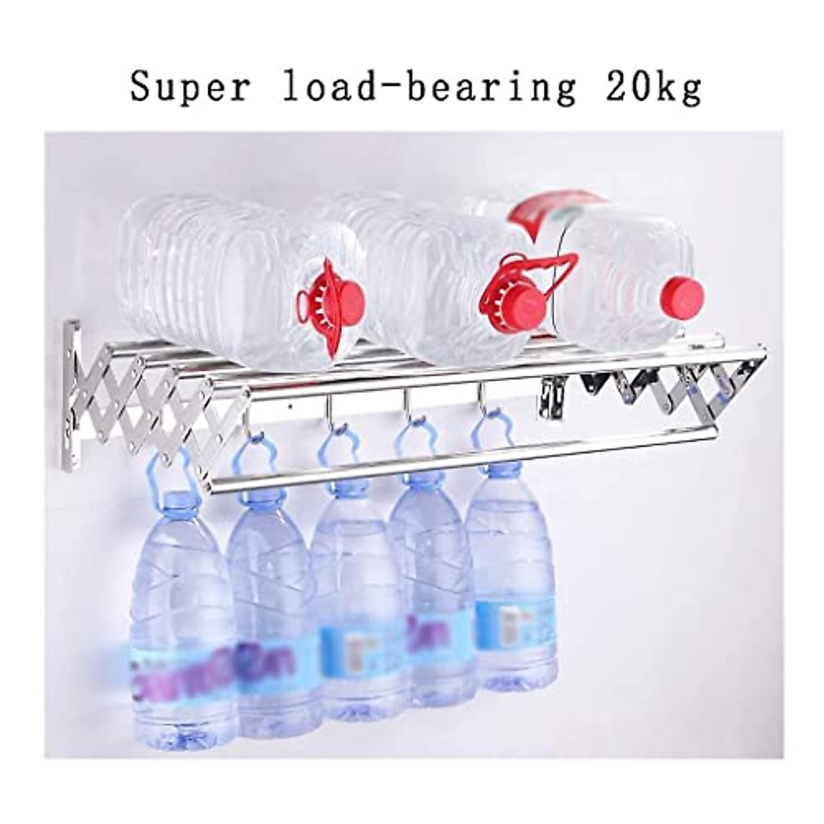 XMCX Foldable Clothes Drying Rack Wall Mounted 5 Rails Dryer Retractable Airer Bathroom Towel Rail Hooks Washing Cloth Line Stainless Steel Extendable Easy Storage (Size : 40cm)